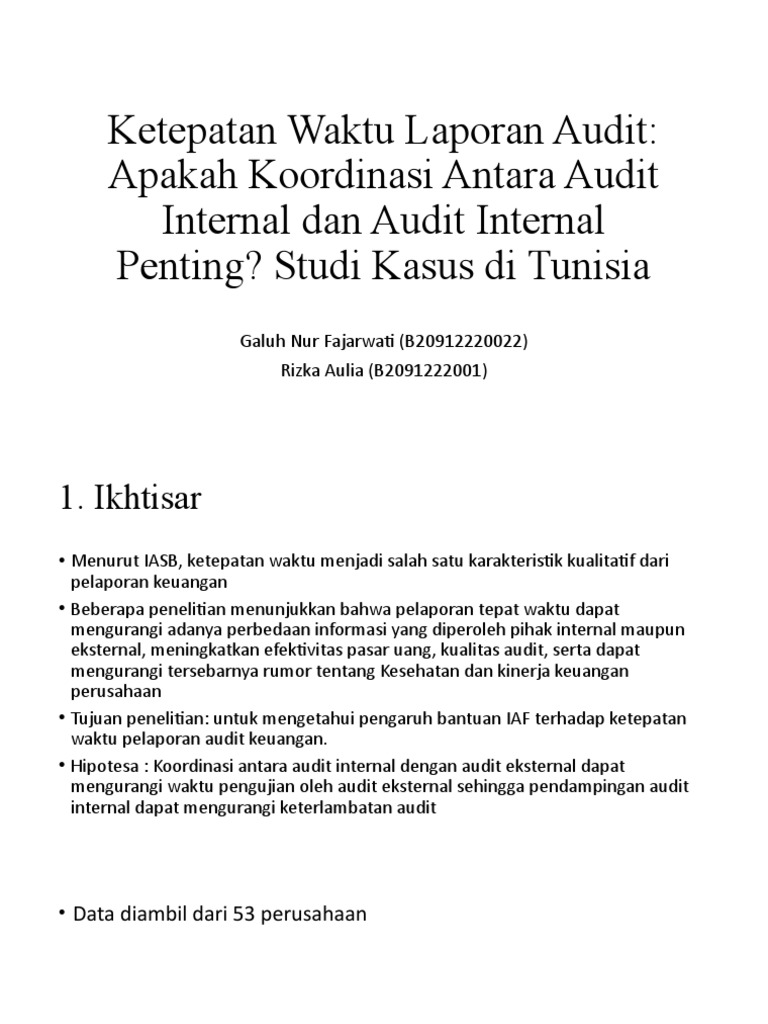 Ketepatan Waktu Laporan Audit | PDF