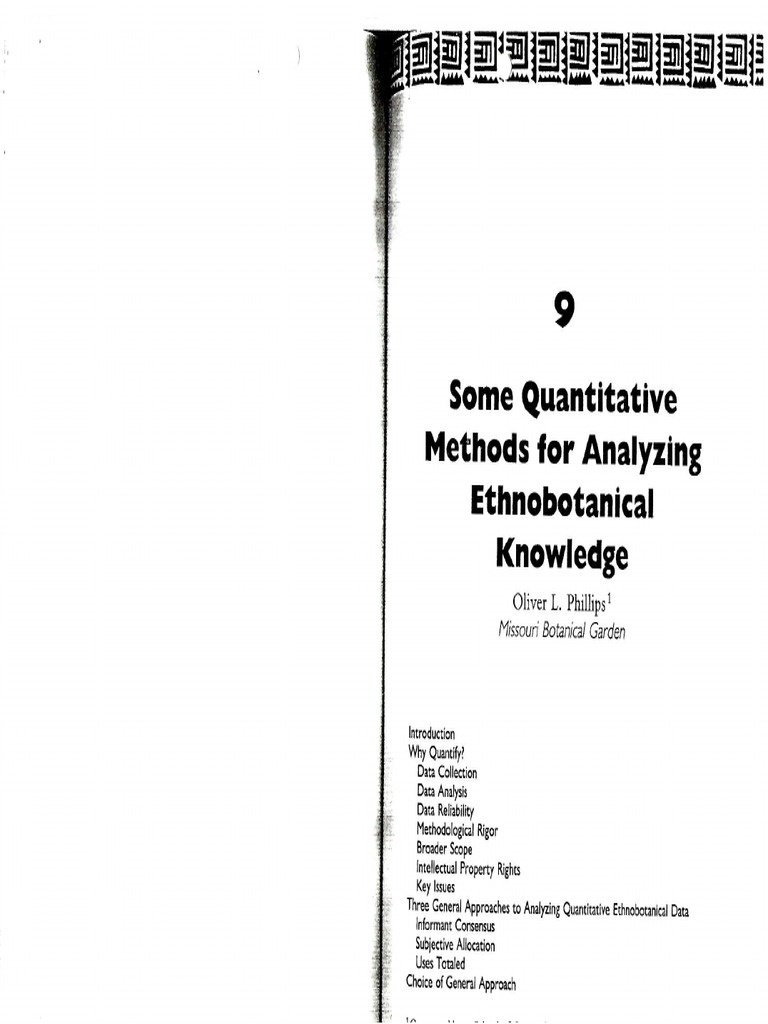 Phillips O 1996 Some Quantitative Methods For Analizing Ethnobotanical ... Phillips O 1996 Some Quantitative Methods For Analizing Ethnobotanical ...