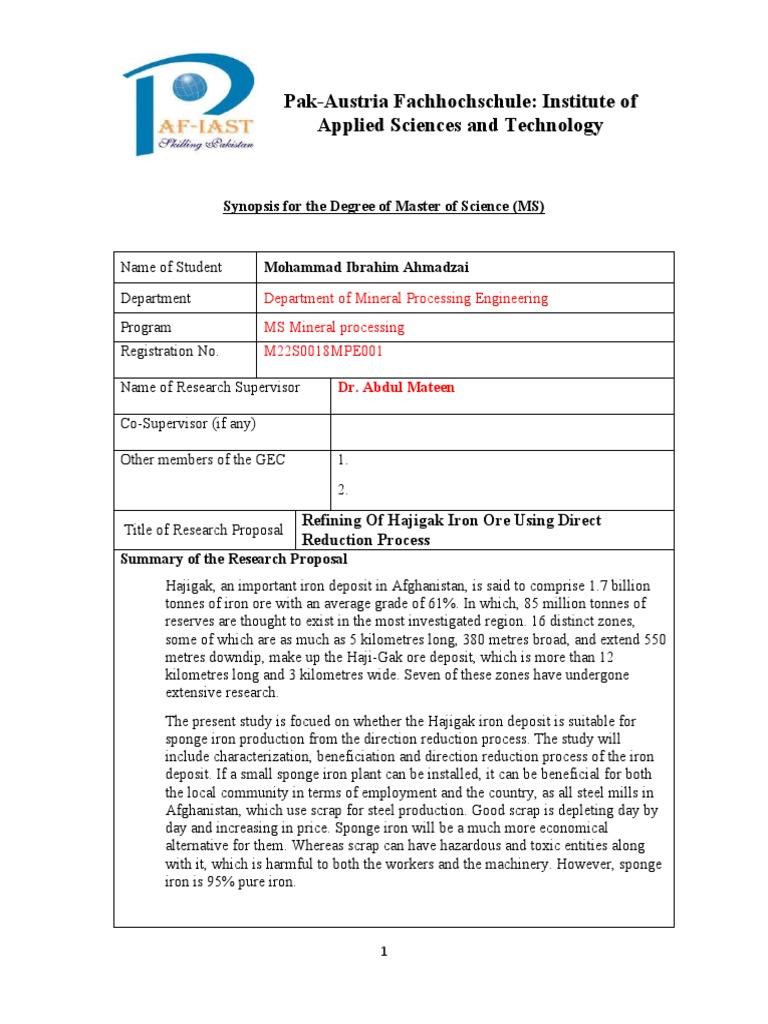 Ibrahim Ahmadzai Syn Corrected | PDF | Iron Ore | Iron