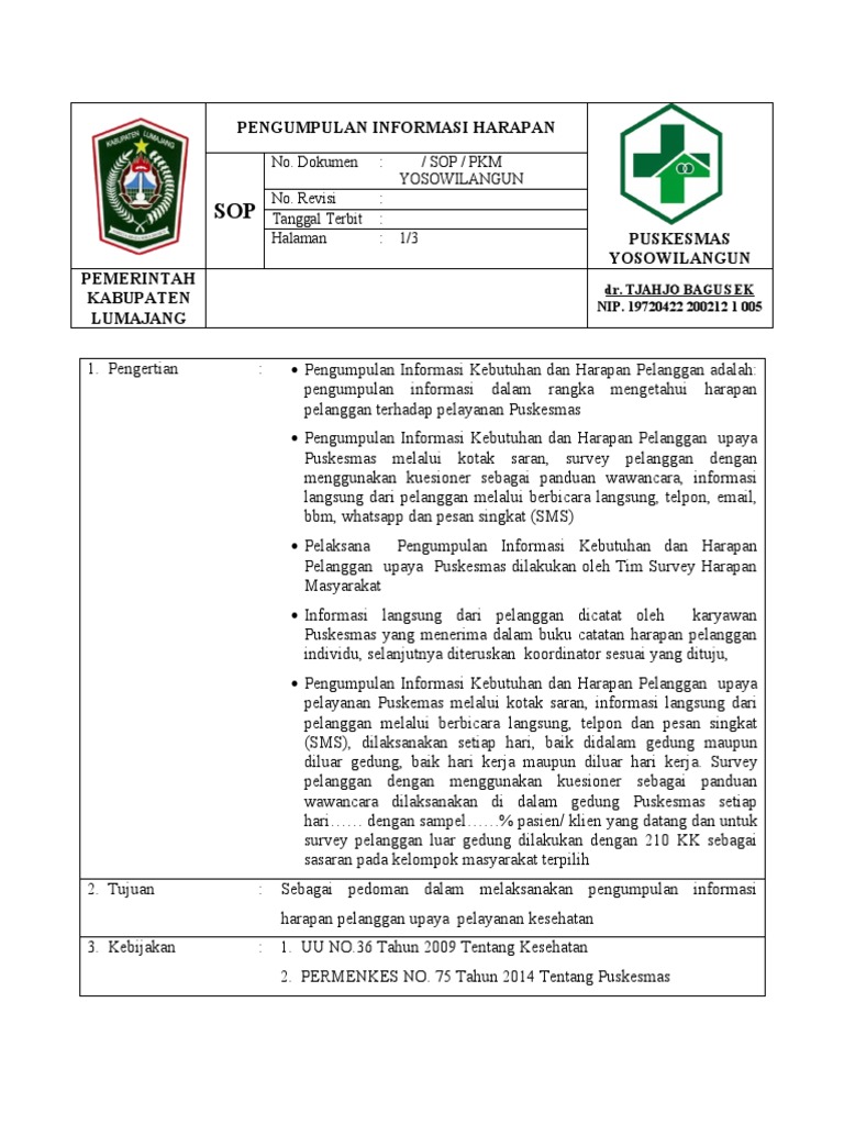 7.1.1 SPO Pengumpulan Informasi Harapan | PDF