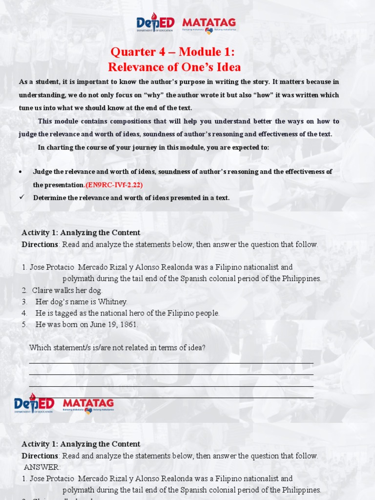 4th MODULE 1 ENGLISH | PDF