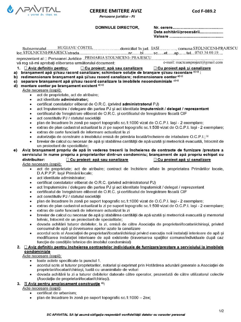 01 Cerere Apavital - M | PDF