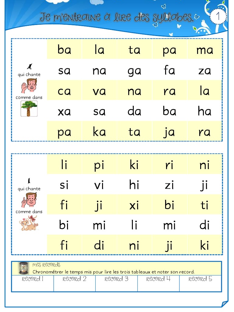 Tableau de Syllabes Simples | PDF