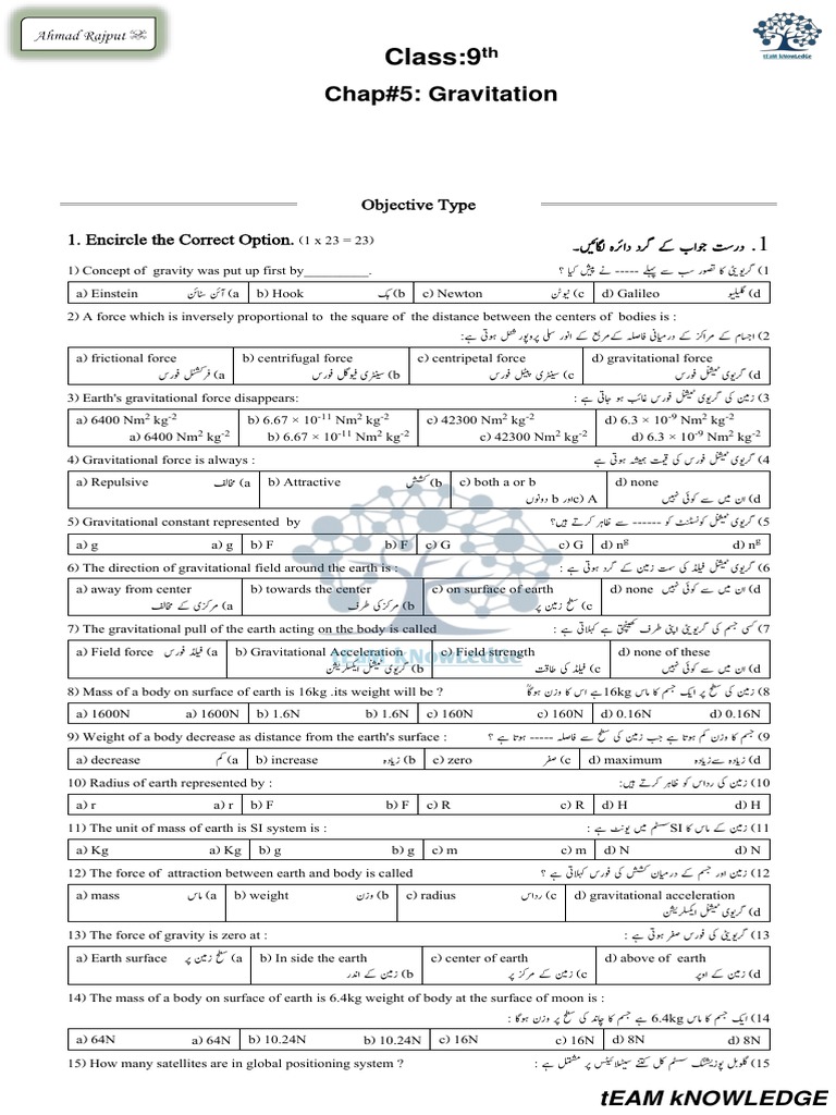Chap 5 9th Physics MCQs | PDF