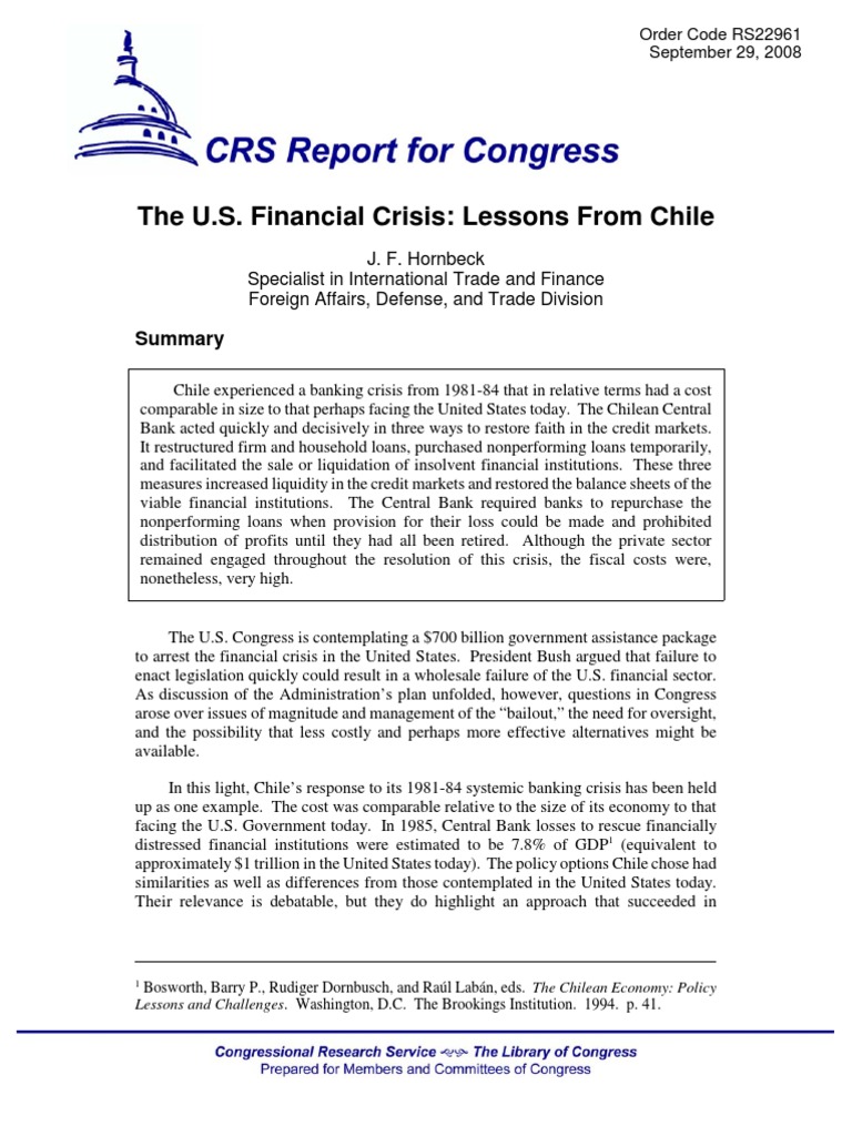 US Financial Crisis Lessons From Chile | PDF | Banks | Loans