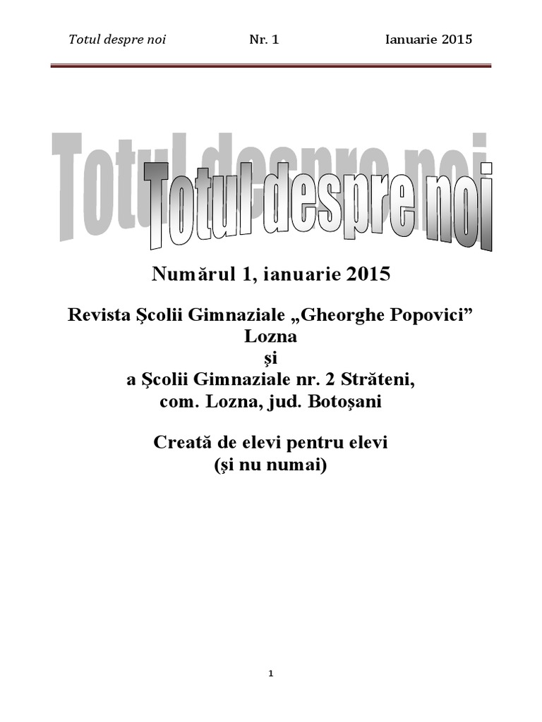 Revista Scolii Lozna NR 1 | PDF