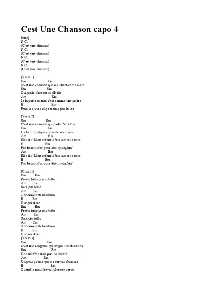 C'est Une Chanson | PDF