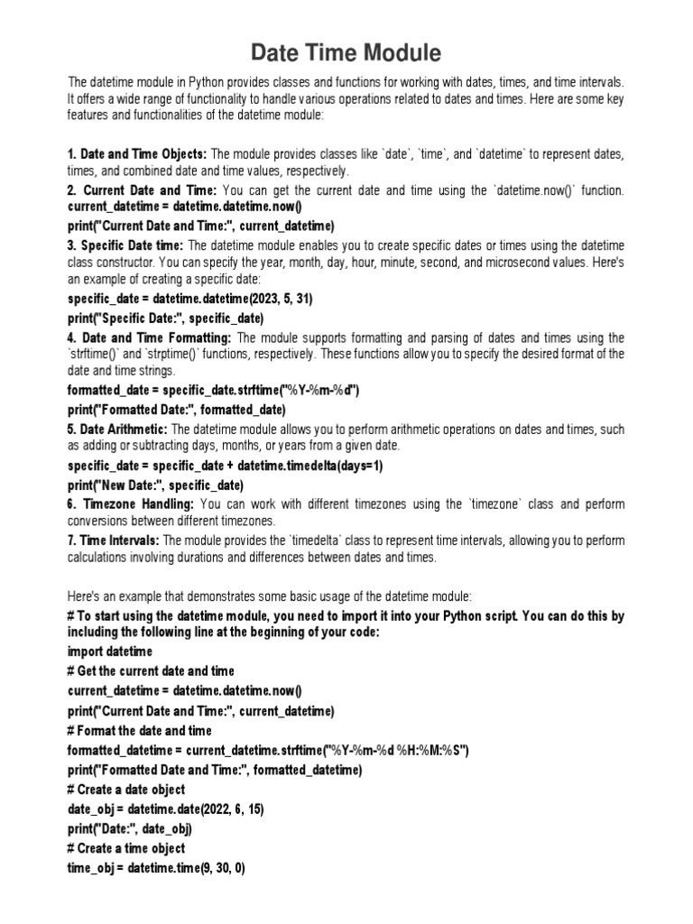 Date Time Module | PDF | Computer Science | Computer Programming