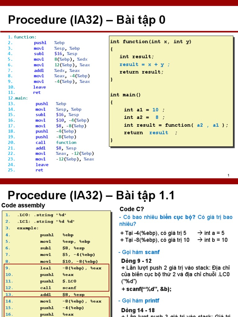 Procedure (IA32) - Assignment | PDF