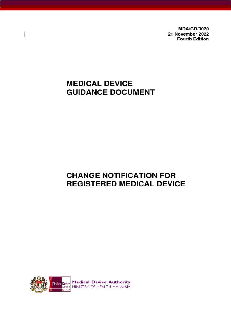 Guidance Document Change Notification For Registered Medical Device 4th ...