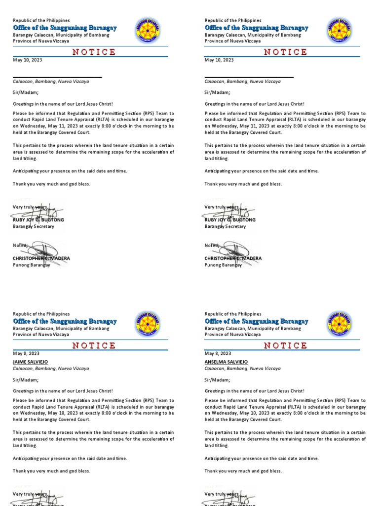 Rapid Land Tenure Appraisal (RLTA) Notice | PDF