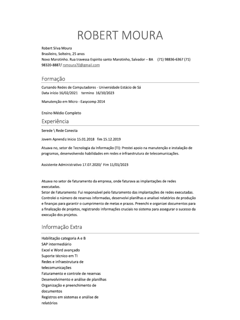 Robert Moura Currículo 2023-4 | PDF