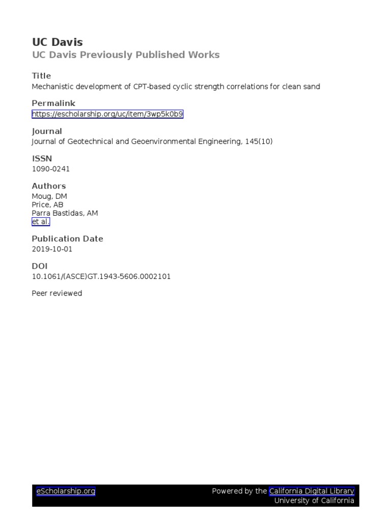 Mechanistic Development of CPT-based Cyclic Strength Correlations For ... Mechanistic Development of CPT-based Cyclic Strength Correlations For ...