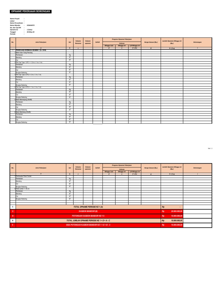 Rekap Opname Mandor | PDF