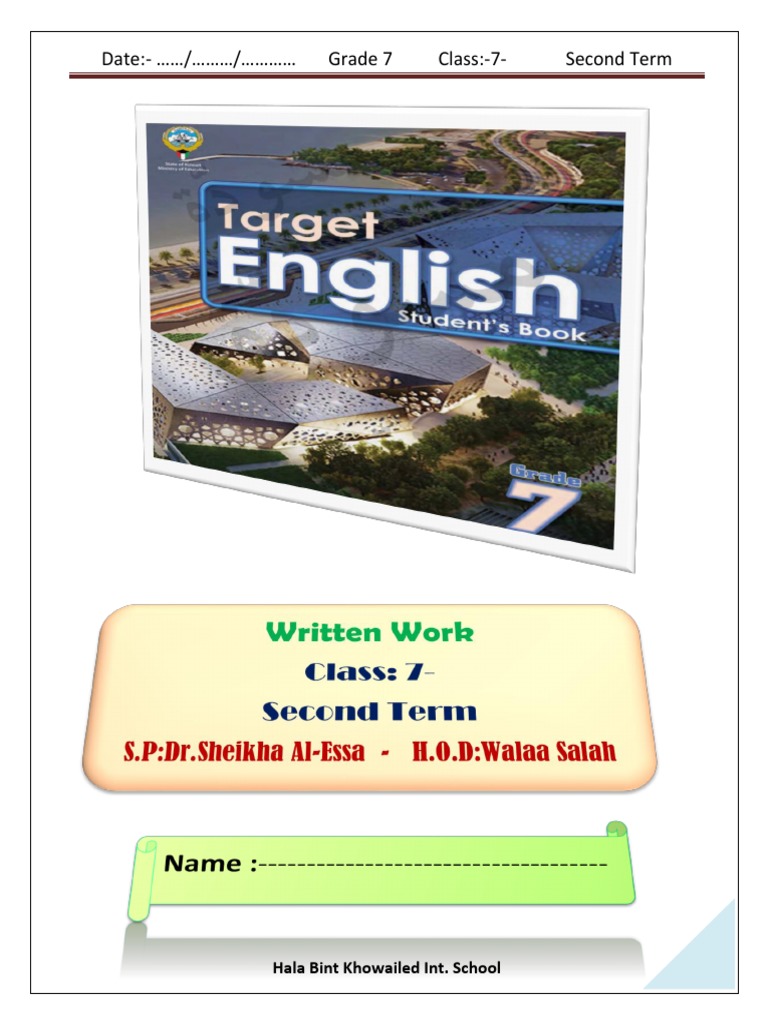 Date: - / / Grade 7 Class:-7 - Second Term | PDF