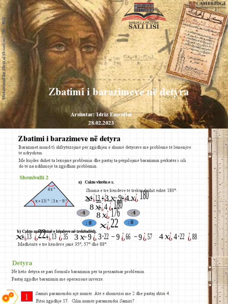 7.1 Zbatimi I Barazimeve Në Detyra | PDF