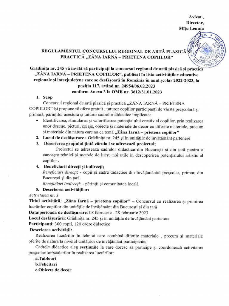 Proiect Regional Zana Iarna | PDF