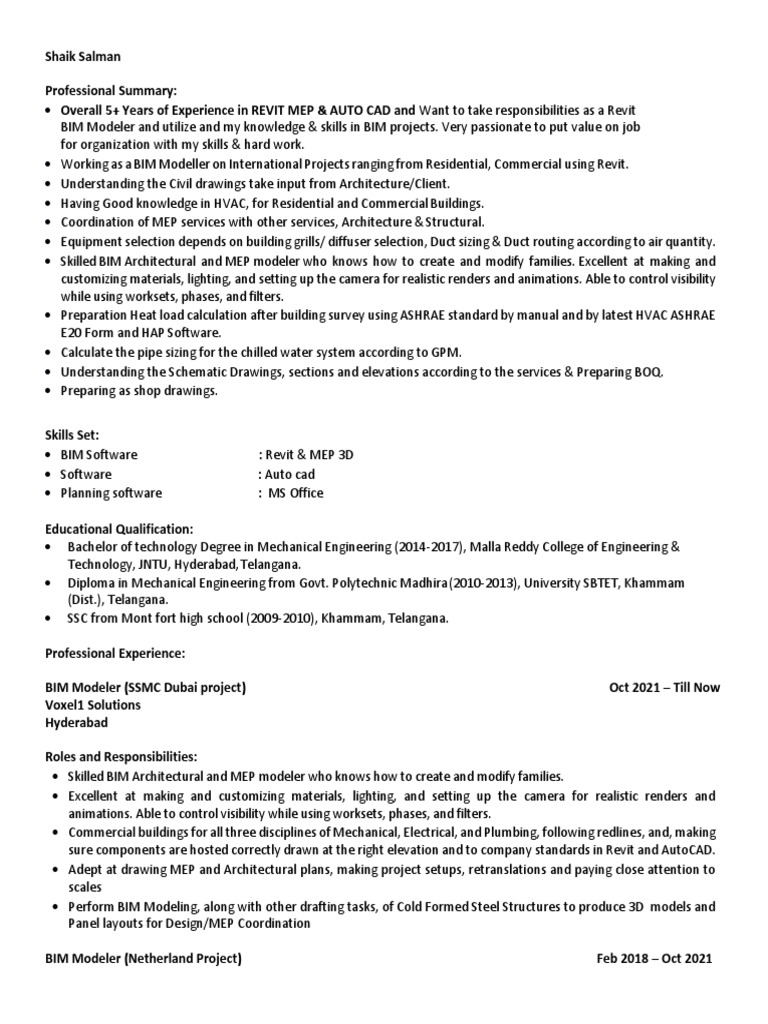 Shaik Salman_MEP Modeler (1) | PDF | Autodesk Revit | Building ... Shaik Salman_MEP Modeler (1) | PDF | Autodesk Revit | Building ...