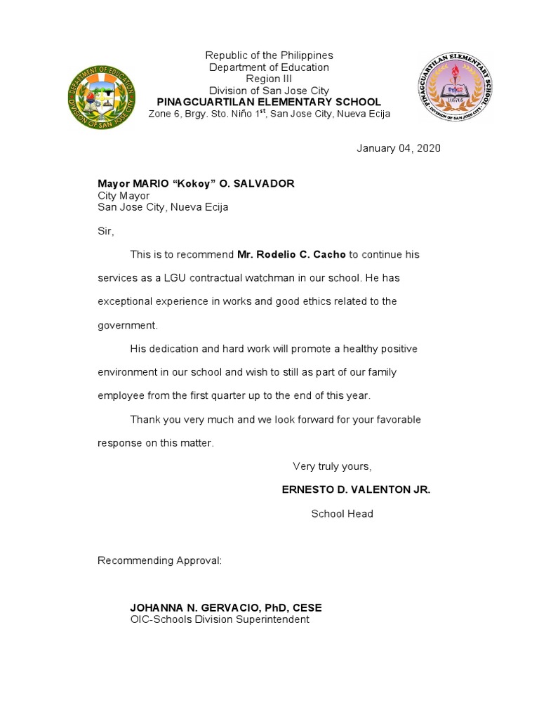 letter request for watchman | PDF