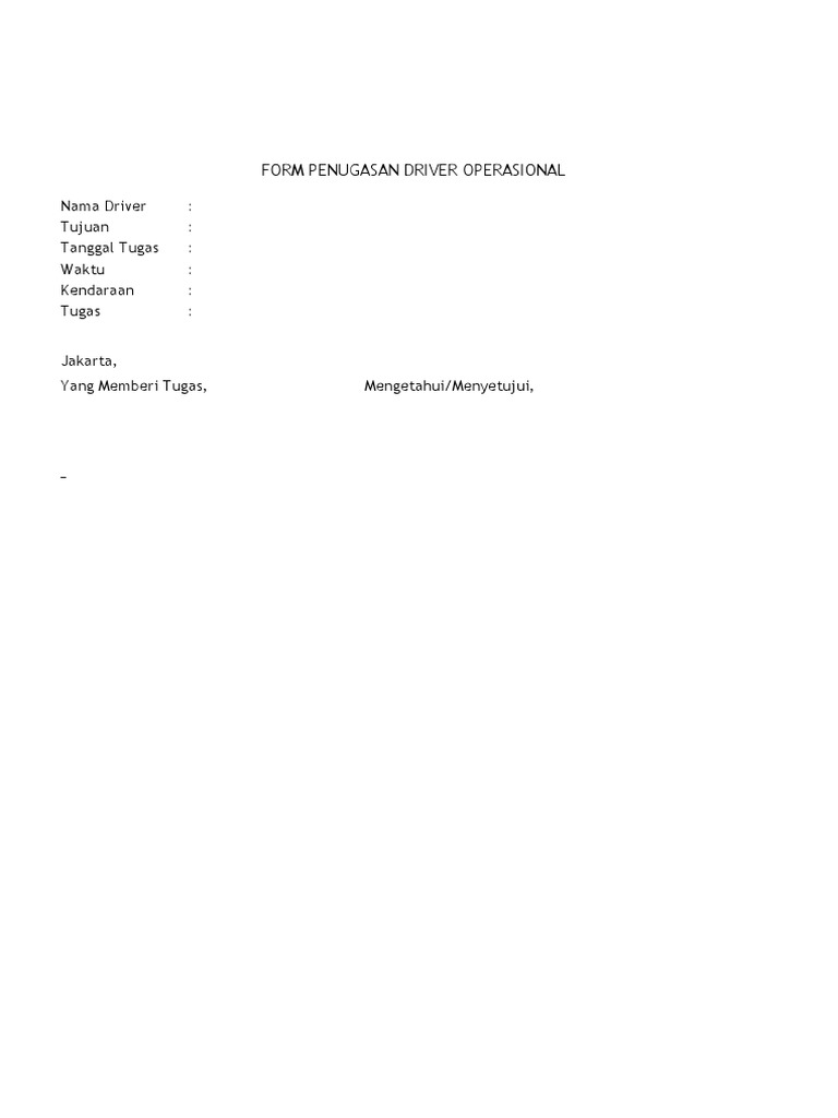 Form Penugasan Driver | PDF
