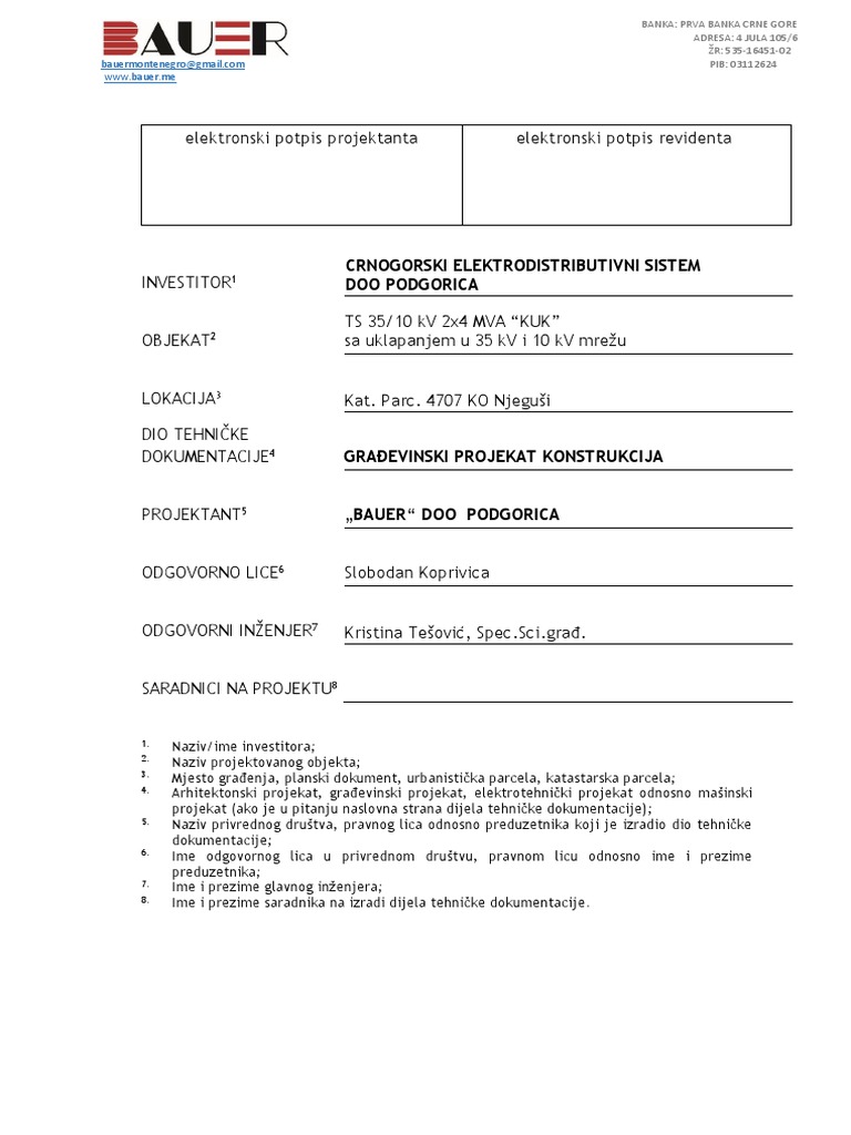 Gradjevinski Projekat - Konstrukcija EP | PDF