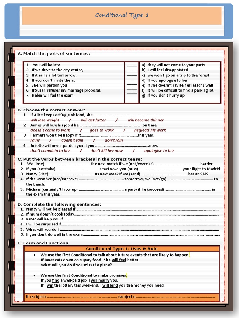 Conditional Type 1 78441 | Download Free PDF | Language Mechanics | Linguistics