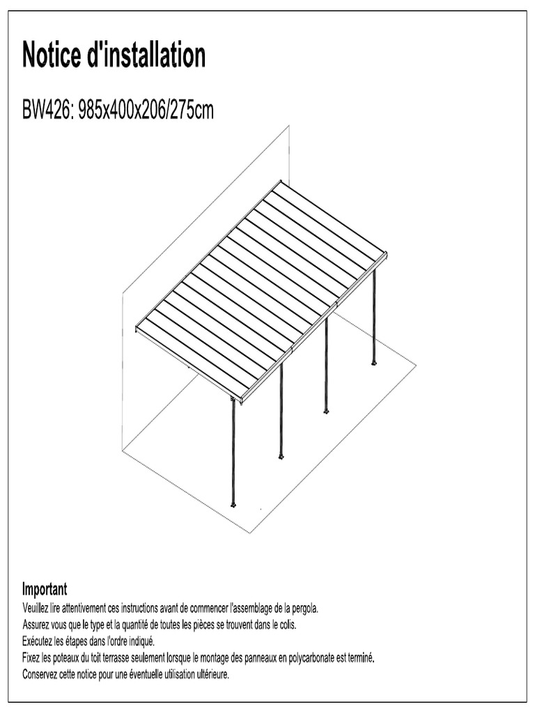 Notice Montage Pergola Aluminium