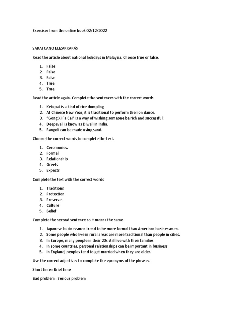 Exercises From The Online Book 02 | PDF | Foreign Language Studies ...