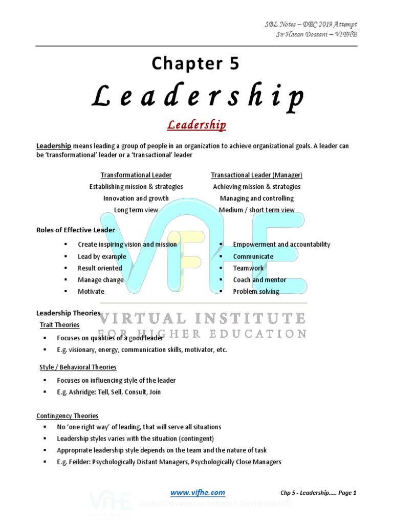CHP 5 - Leadership | PDF | Leadership | Bribery CHP 5 - Leadership | PDF | Leadership | Bribery
