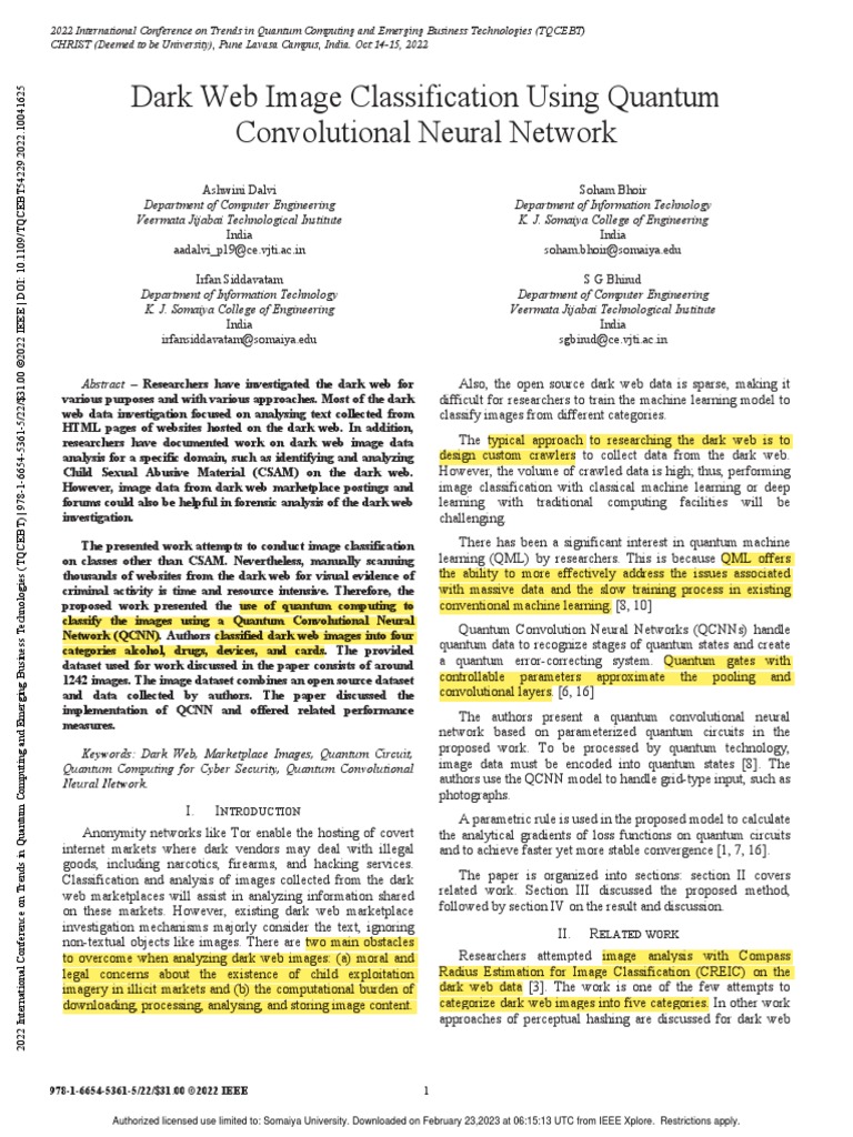 Dark Web Image Classification Using Quantum Convolutional Neural ...