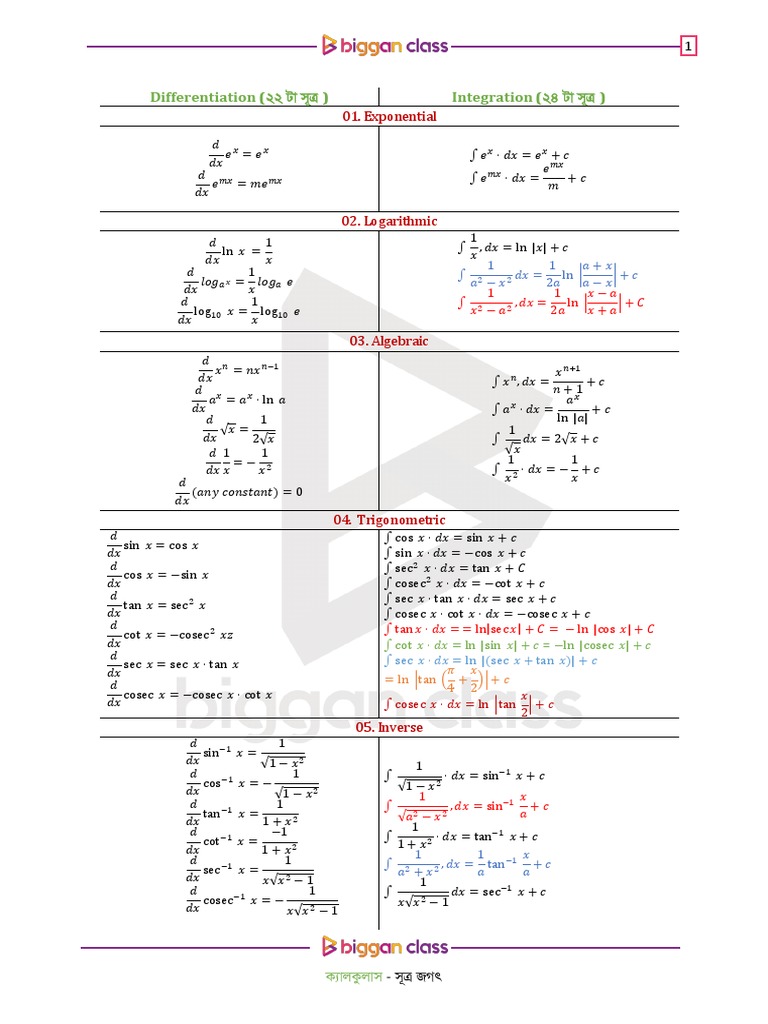 Calculus Premium Sheet by Biggan Class | PDF