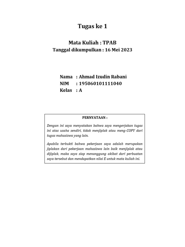Halaman1-Tugas TPAB | PDF