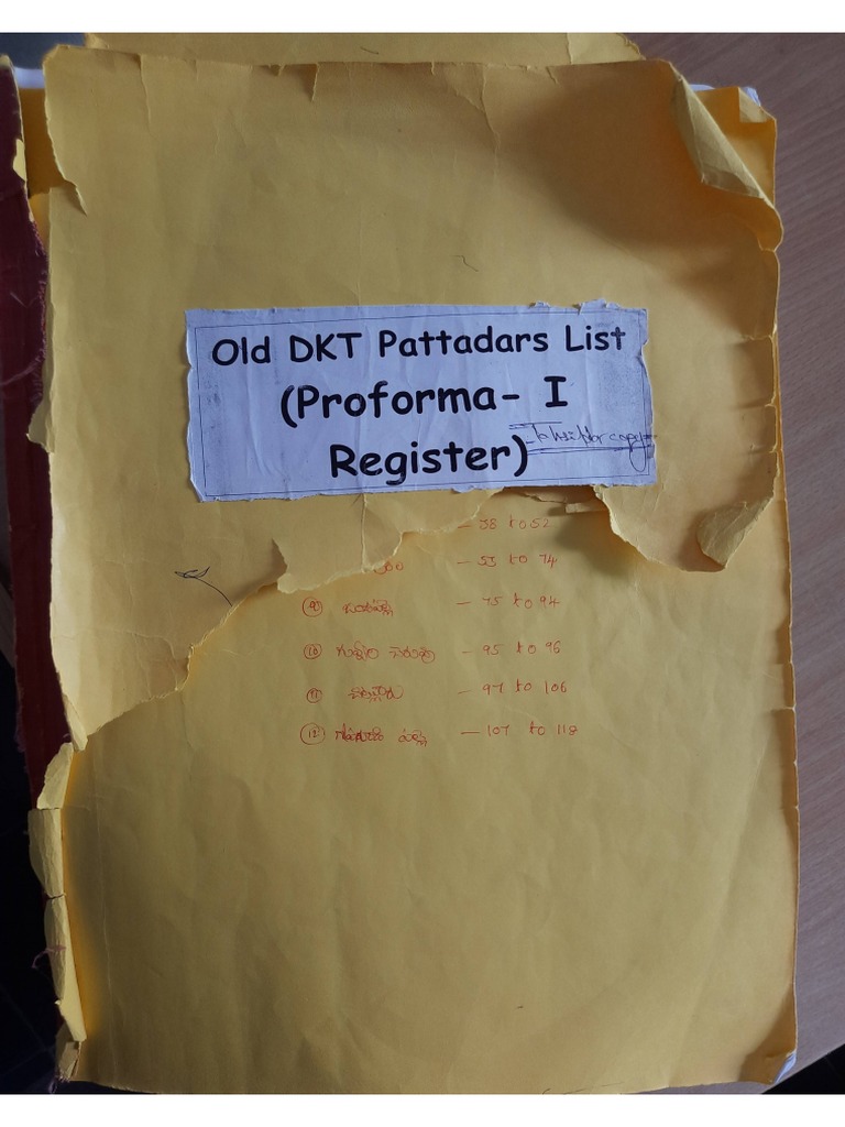 Proforma 1 old dkt register | PDF