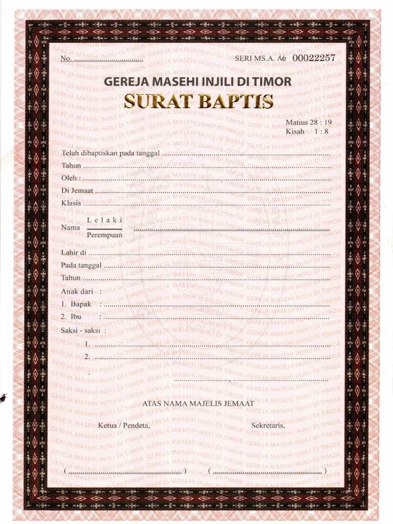 Surat Baptis 20220720 - 12504127 | PDF