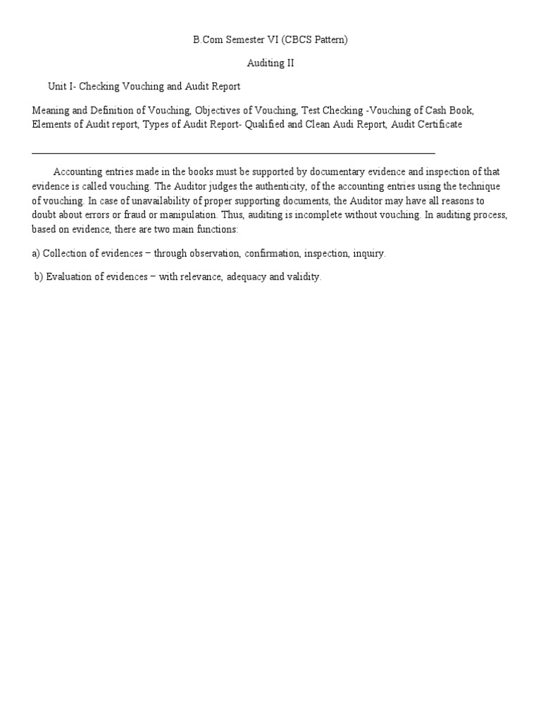 Unit 1 Vouching - 1 - Final | PDF | Audit | Revenue