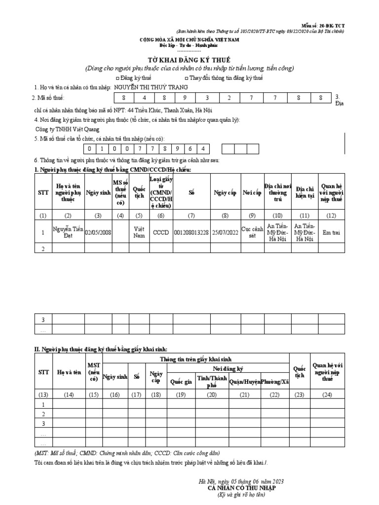 Mau 20 ĐK TCT | PDF