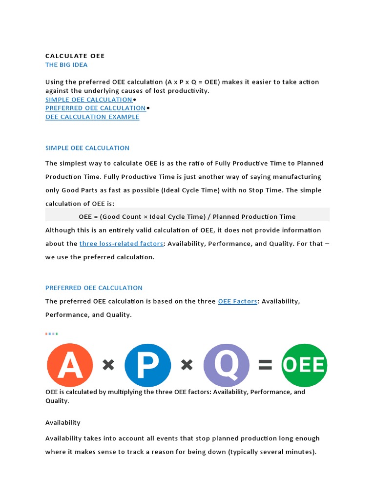 Calculate Oee | PDF | Business | Computing