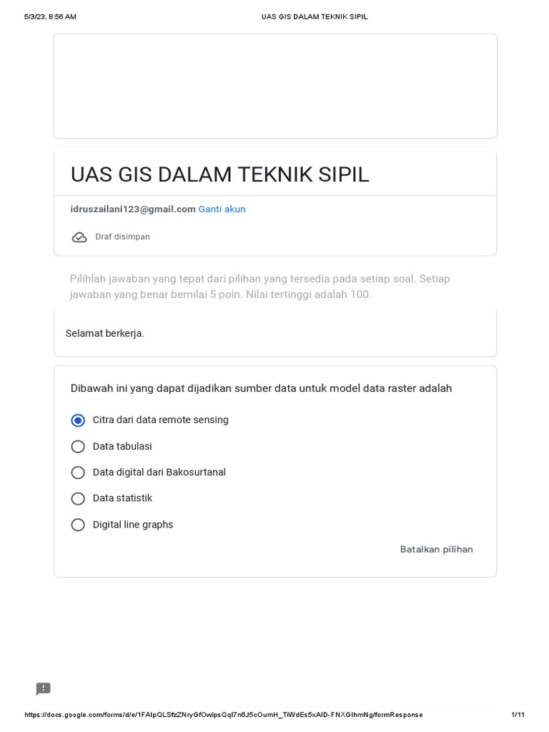 Uas Gis Dalam Teknik Sipil | PDF
