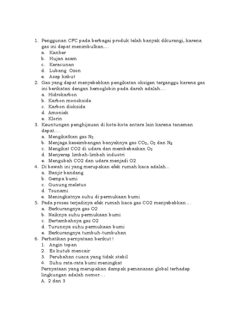 SOAL PEMANASAN GLOBAL | PDF