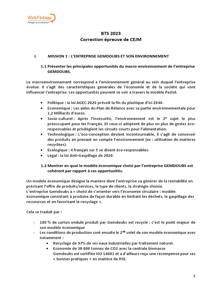 Correction BTS 2023 CEJM | PDF