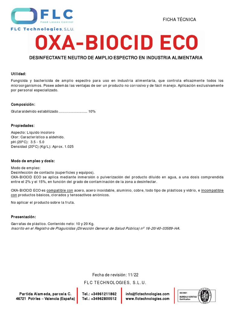 ft-OXA-BIOCID ECO Rev11 - 22 | PDF
