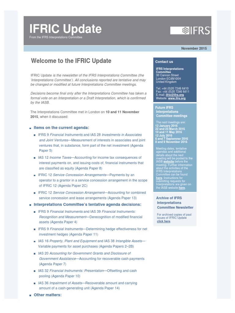 Ifric Update November 2015 | PDF | International Financial Reporting ...