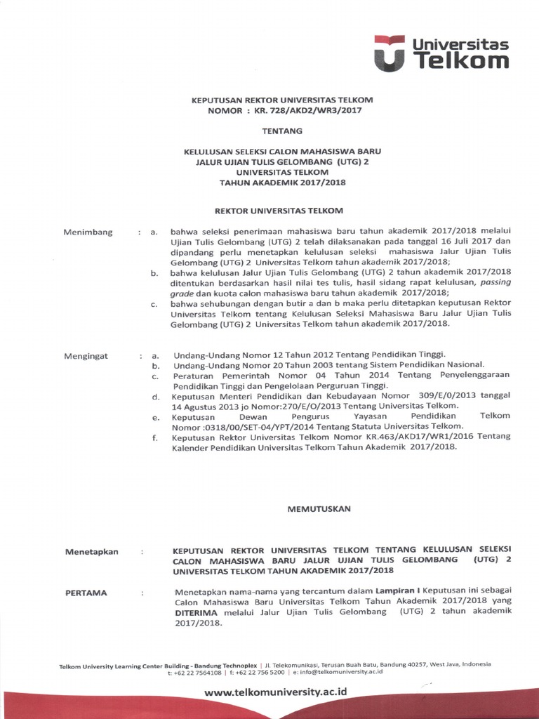 Kelulusan Seleksi Maba Utg 2 2017-2018 | PDF