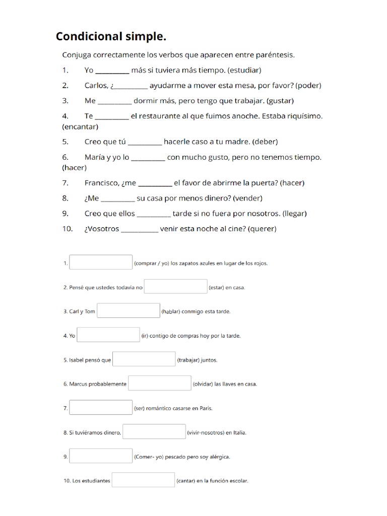 CONDICIONAL SIMPLE EJERCICIOS 3 | PDF