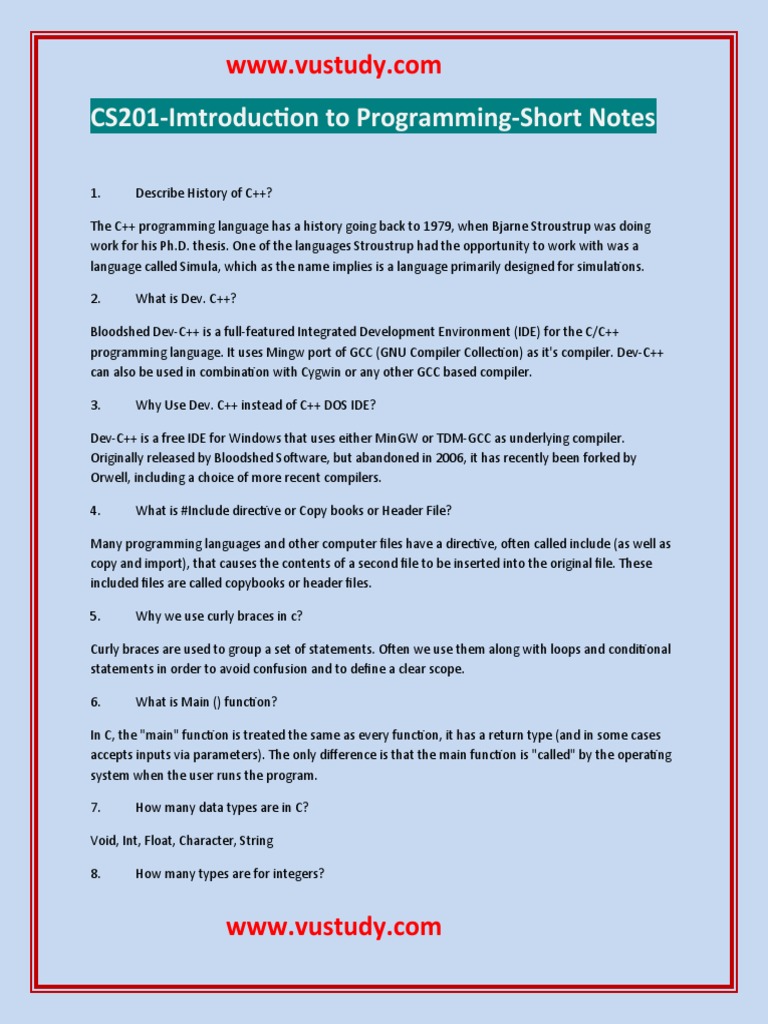 Cs201 Midterm Solved Subjective With Reference Pdf Integer Computer Science Variable