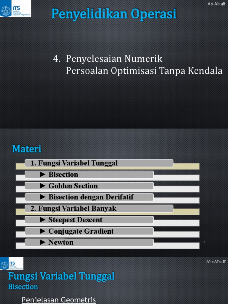 Bab 4 Penyelesaian Numerik Persoalan Optimisasi Tanpa Kendala | PDF