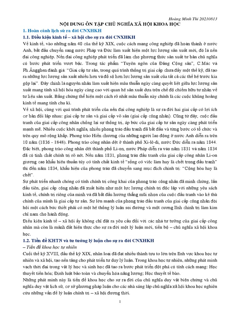 Đề cương ôn tập CNXHKH | PDF