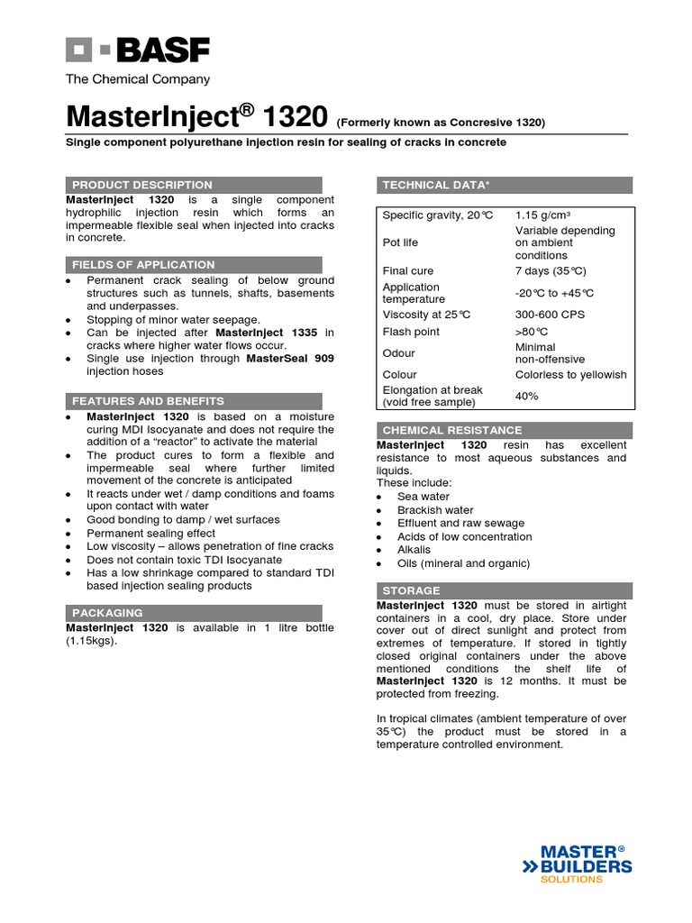 MasterInject 1320 (Concresive 1320) | PDF