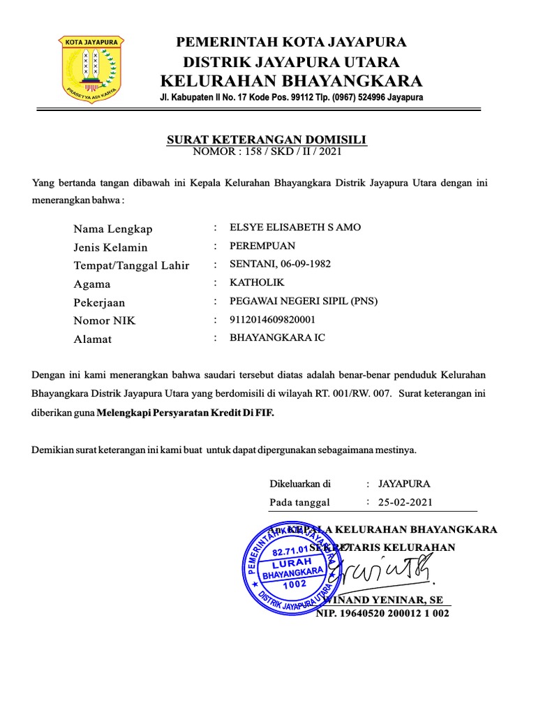 Kelurahan Bhayangkara: Distrik Jayapura Utara | PDF