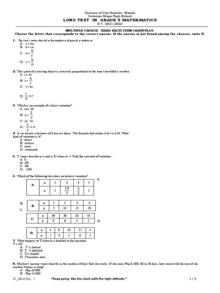 Long Test Q2 PT Final M9 2021 2022 | PDF